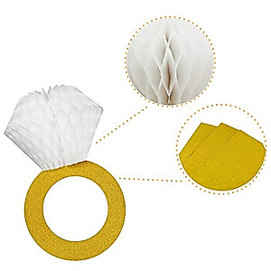 Glitter Gold Honeycomb Diamond Ring Hanging Decorations (3 Pieces) Bachelorette Party Engagement Party Bridal Shower Wedding Anniversary Supplies