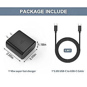 45W Samsung Super Fast Charger USB C Wall Charger for Samsung Galaxy S22/S22 Ultra/ S22+/Note10/Note10 +/S8/S9/S10/S20/S21,Galaxy Tab S7/S7+/S8/S8+/S8 Ultra Samsung Type C Wall Charger（6ft Cable）