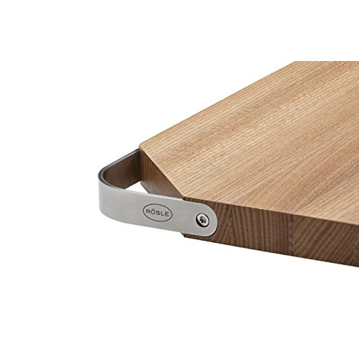 Rosle 15033 Cutting Board with Stainless Steel Handle, Wood, Natural, 48 x 32 x 3 cm