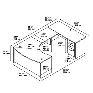 Bush Business Furniture Series C 60W Right Handed Bow Front U Shaped Desk with Mobile File Cabinet in Hansen Cherry