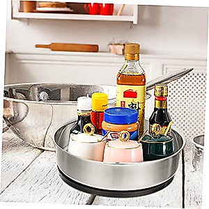 Holibanna 1pc Boxes Rotating Rack Trinket Tray Stainless Steel Container Makeup Pallets Pantry Susan Rotating Rack Household Storage Boxes Non-slip Storage Cases Fruit Containers Food