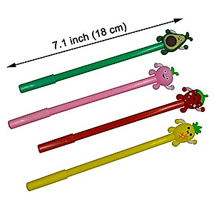 Maydahui 12PCS Fruits Shaped Rollerball Pens Cute Kawaii Pen Black Gel Ink Strawberry Pineapple Juicy Peach Avocado Design for School Office Girls