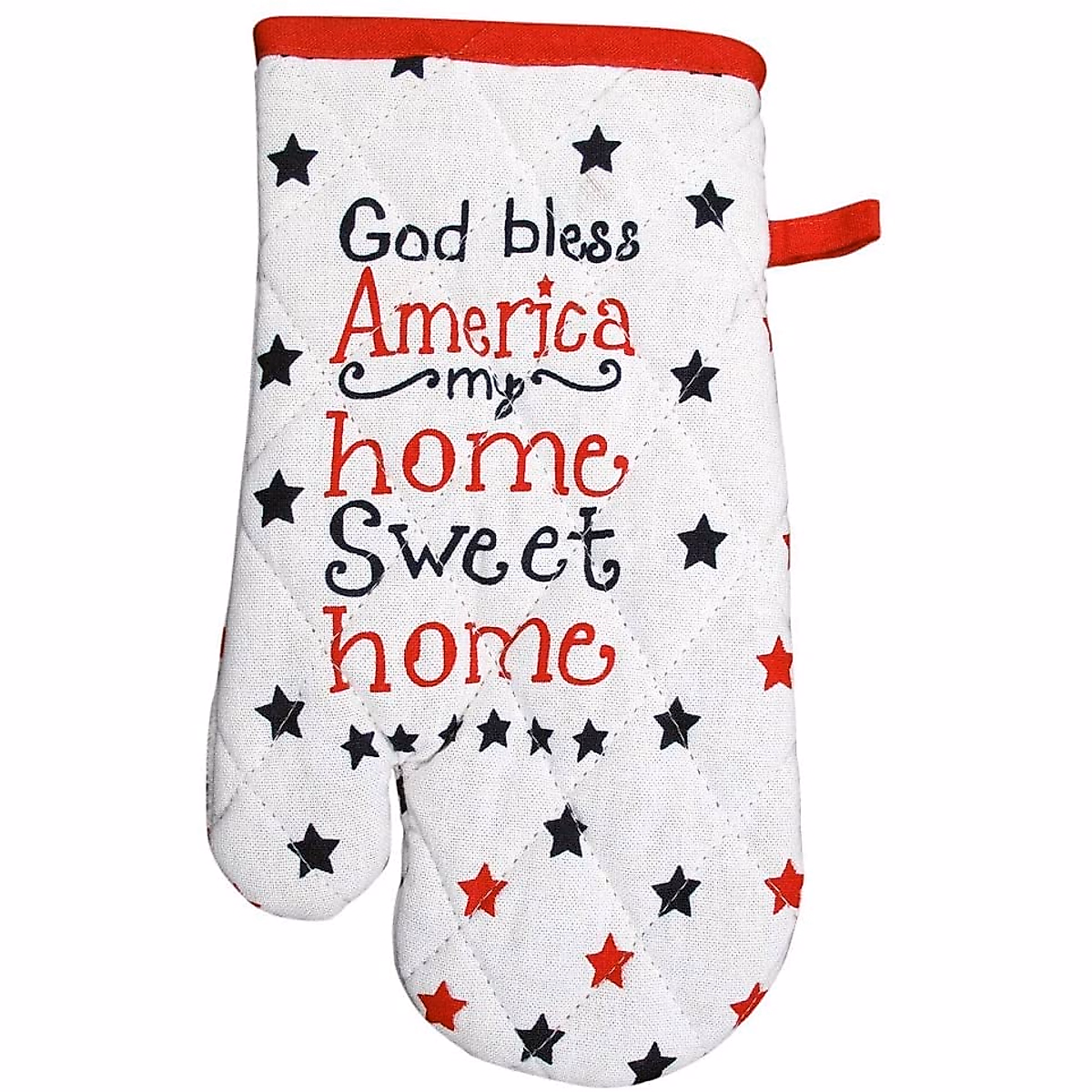 God Bless America Patriotic BBQ Americana Oven Mitt, Pot Holder, Kitchen Towels & Wooden Cooking Spoon 5 Piece Kitchen Set
