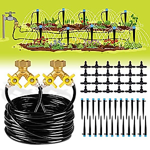 HIRALIY 98.4FT Drip Irrigation Kit, Garden Watering System, 6x4mm Blank Distribution Tubing DIY Automatic Irrigation Equipment Set for Outdoor Plants, Micro Drip Irrigation Kit for Greenhouse Flower, Bed Patio, Lawn