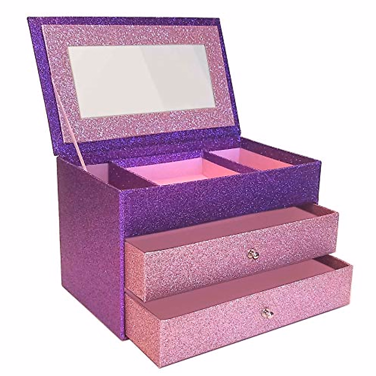 Sparkle Glamour Jewelry Box Organizer (Purple with pink drawers)
