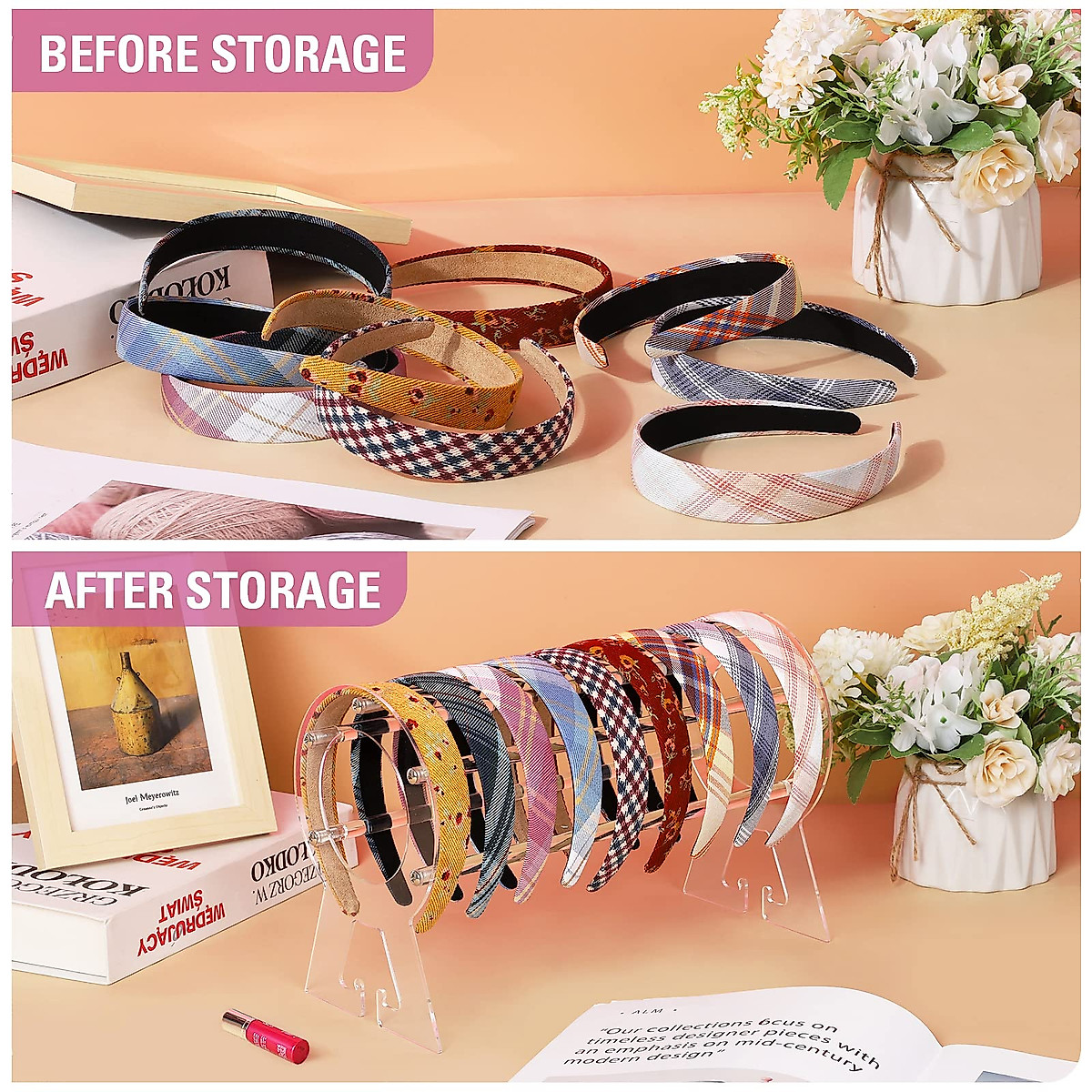 Suneerplay Headband Holder Clear, Acrylic Headband Organizer, Headband Holder Organizer, Headband Display Stand, Headband Storage Stand, Hairband Stand for Women and Girls
