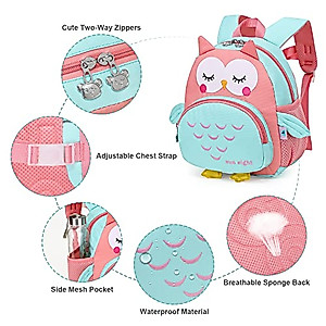 SUN EIGHT Toddler Backpack for Girls Kids Backpack Cute 3D Cartoon School Bag for Baby Girl Boy 1-5 Years（Owl
