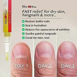 Bliss Kiss | 1 Crisp Fragrance | Nail Oil Cuticle Pen w/Vitamin E & Jojoba⏤Nail Strengthener Nail Growth Treatment for Brittle Peeling Breaking Thin Nails