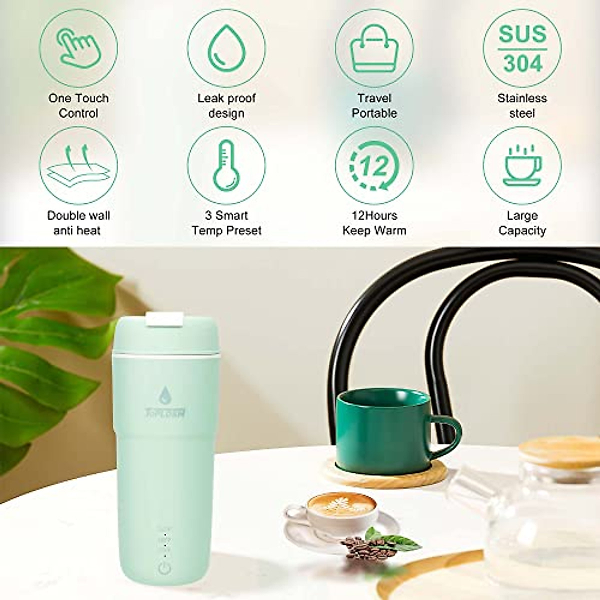 Portable Electric Kettle, Small Mini Electric Kettle Travel Electric Tea Coffee Kettle, Personal Hot Water kettle with 3 Variable Presets, Auto Shut-Off & Boil Dry Protection-350ml Portable Kettle
