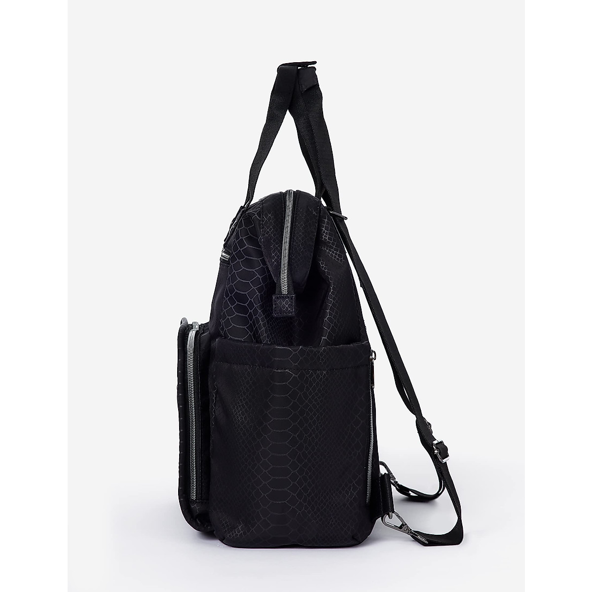 HeartSoul Women's Convertible Bella Backpack, Nurse Backpack for Work, One size, Black Pebble w/Black Straps