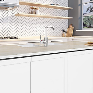 PARLOS Single Handle Wet Bar Faucet Swivel One Hole Kitchen Prep Sink Faucet with 6 inch Deck Plate, Brushed Nickel, 1440302PD