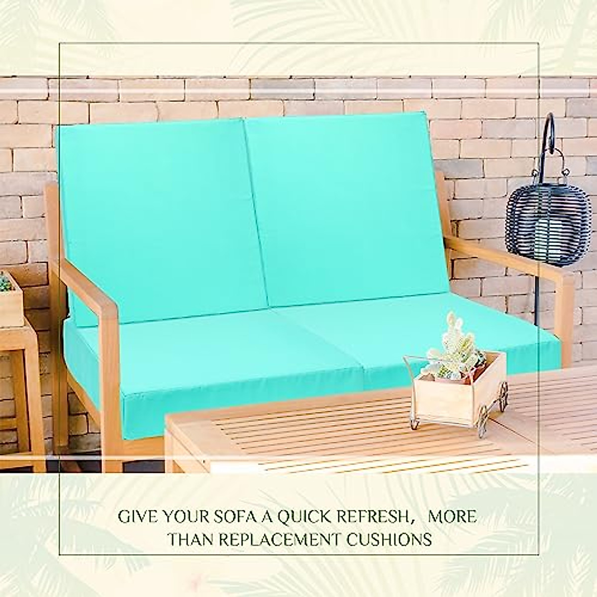 Batiyeer 8 Pcs Outdoor Cushion Slipcovers Patio Chair Cushion Covers Replacement Waterproof Square Outdoor Seat (Solid Teal Style,20 x 20 x 4 Inch)