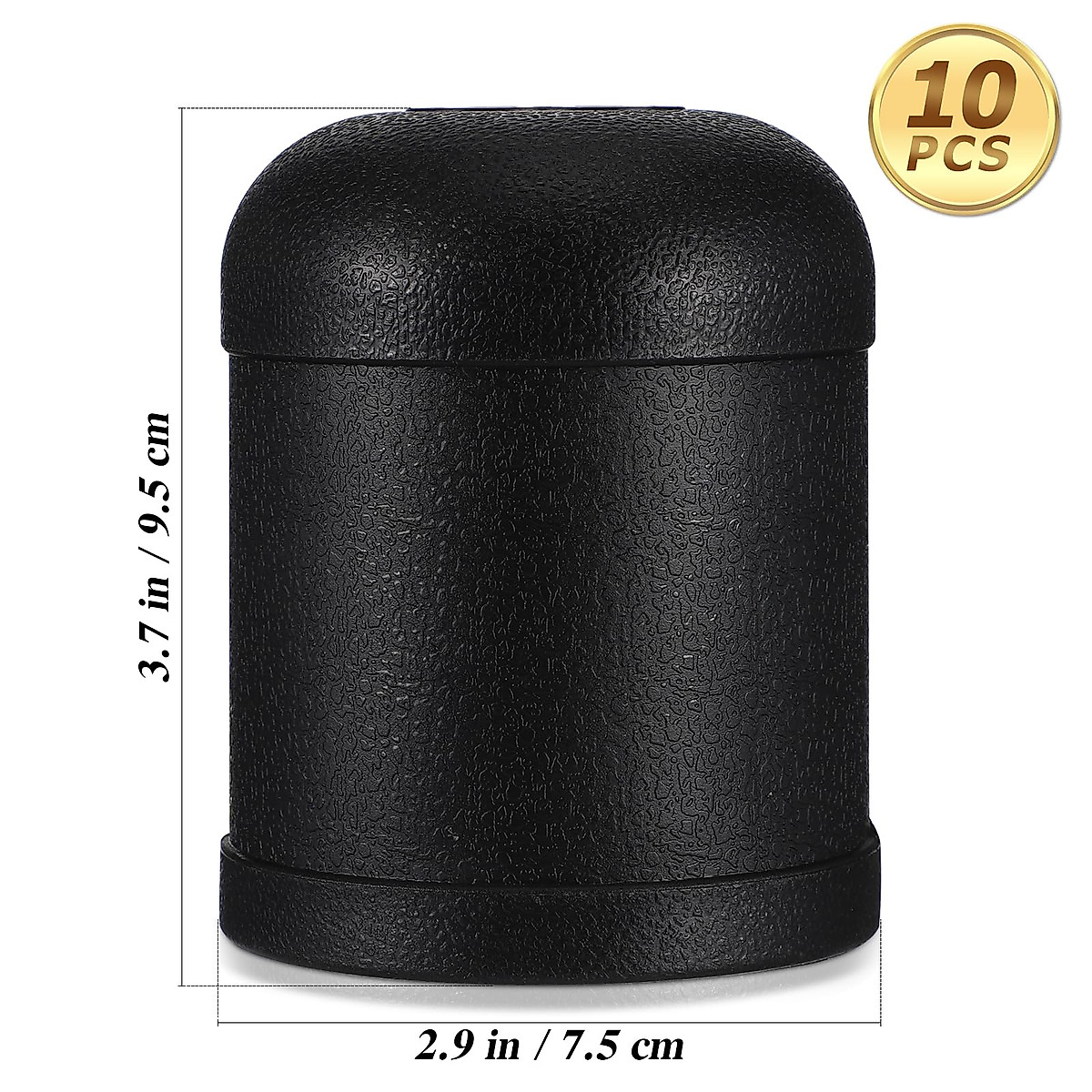 Toyvian 10PCS Rolling Dice Cup Professional Black Dice Cup Cylindrical Dice Box Club Bar Entertainment Game for Party Decor