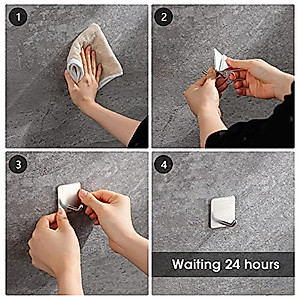 YIGII Towel Hooks/Bathroom Hook - Self Adhesive Hooks Office Hooks Hanging Keys for Kitchen Stick on Wall Stainless Steel 4 Packs