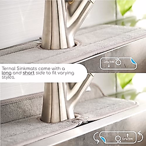 Ternal Sinkmat for Kitchen Faucet, Original Design, Absorbent Microfiber Fabric, Machine Washable Splash Guard & Drip Catcher For Around Faucet Handle [Grey, XL, 1 Pack]