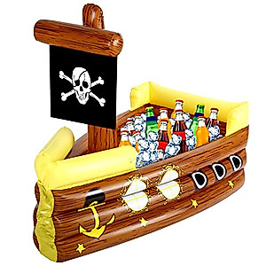 Zhanmai Halloween Inflatable Pirate Cooler Inflatable Serving Bar Food Container Drink Cooler Inflatable Drink Holder Pool for Halloween Pirate Party Supplies Decorations(Ship)
