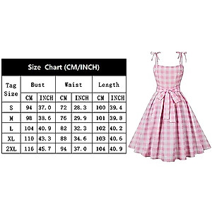 Nihsatin Barbie Pink Swing Dress Tie Shoulder Plaid Printed Knot Waist Dress
