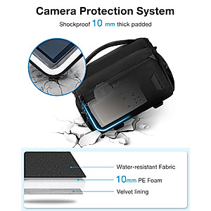 BAGSMART Small Camera Case with Tripod Holder, Compact Camera Shoulder Bags for DSLR/SLR/Mirrorless Cameras, Waterproof Crossbody Bag Women Men, Black