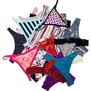 Morvia Varieties of Women Thong Pack Lacy Tanga G-string Bikini Underwear Panties (M, 10 Pcs)
