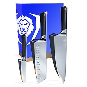 Dalstrong 3 Piece Knife Set - Vanquish Series - Forged High Carbon German Steel - Black POM Handle - Chef Knife, Santoku and Paring - Razor Sharp Kitchen Set - NSF Certified