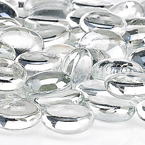 American Fireglass Fire Beads Fireplace Glass and Fire Pit Glass, 10-Pound, Glacier Ice