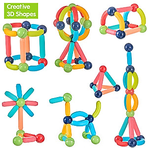 BrainSpark 64PCS DigitBuilders, Fun & Educational Magnetic Building Sticks and Balls for Kids STEM Learning, Montessori Preschool Toys