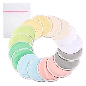 Breast Pads, 16 Pack Bamboo Nursing Pads for Breastfeeding Reusable Washable Nipple Covers with Laundry Storage Bag