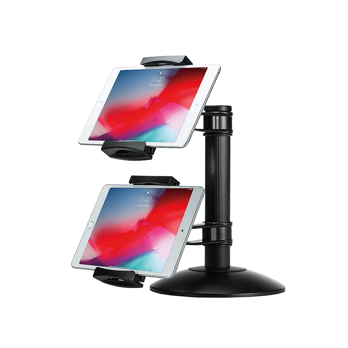 Dual Tablet Mount - CTA Quick-Connect Dual Tablet Mount with Height-Adjustable Arms for iPad Air 1-4, and Tablets up to 10” in Length (PAD-QC2M)