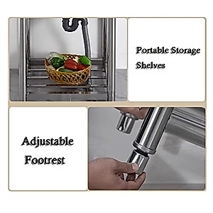 Freestanding Stainless Steel Commercial Sink,Outdoor Prep & Utility Wash Basin with Hot and Cold Water Faucet