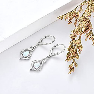 VONALA Opal Earrings Sterling Silver Opal Teardrop Earrings for Women Opal Leverback Earrings Opal Jewelry Gifts for Women Wife Mom Birthday