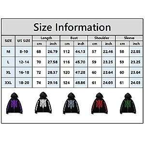 Easyoyo Skeleton Zip Up Hoodie for Men Women, Gothic Y2K Jacket Diamond Glitter Oversize Grunge Punk Dark E-Girl Sweatshirt