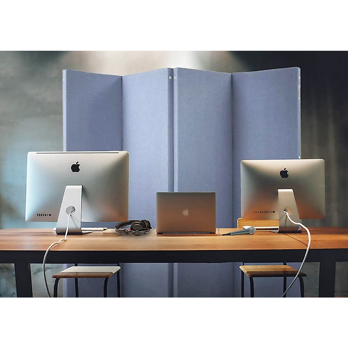 Versare VersaFold Acoustical Room Divider - Folding Partition Panel Sound Reducing Screen | Office Divider | Blue 8 x 6.6