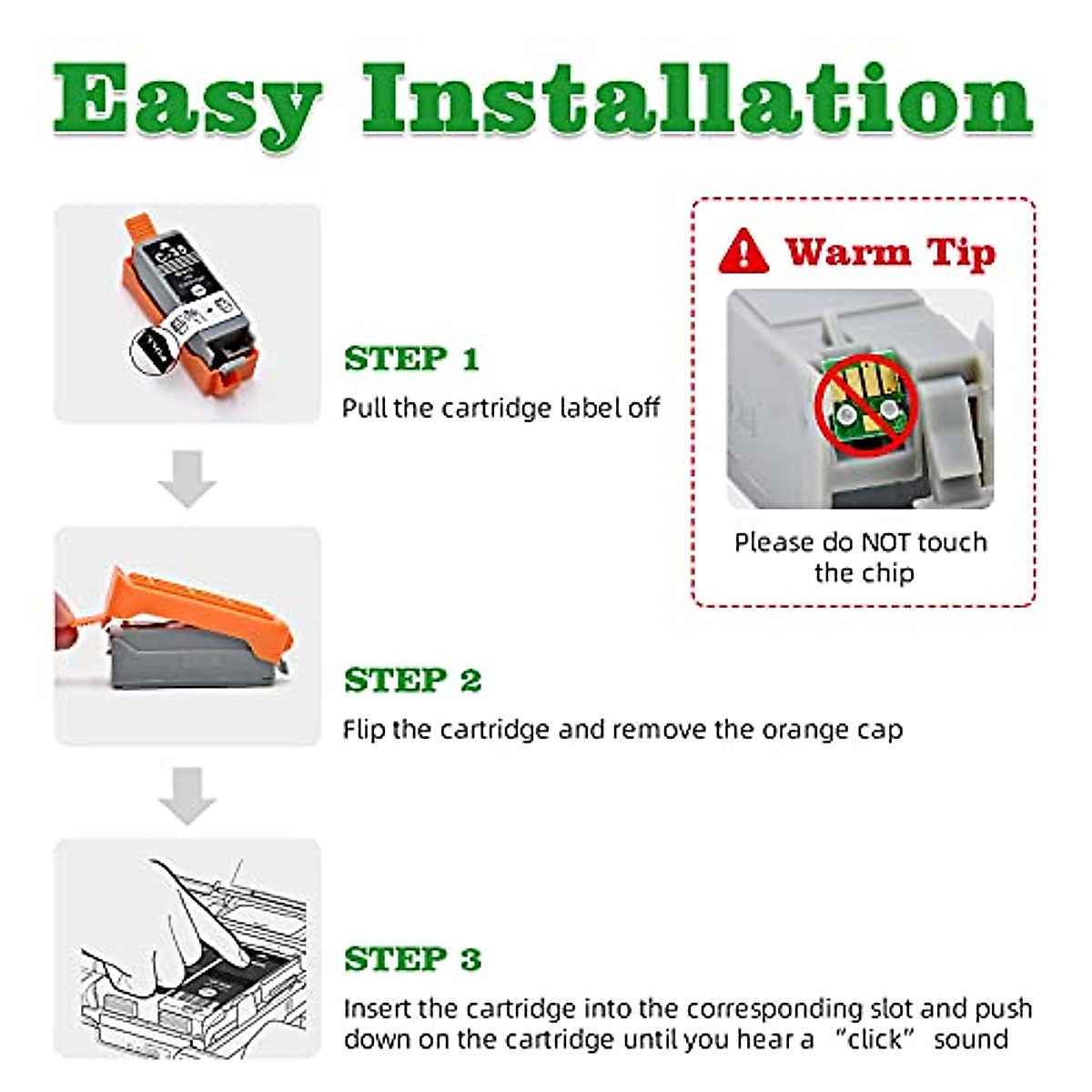 GREENARK Compatible for Canon CLI-36 Color Ink Tank Pixma IP110 IP100 Ink Cartridges Use for Canon Pixma iP110 Pixma iP100 mini260 mini320 Printers, 5 Pack CLI-36 Color Ink Cartridges