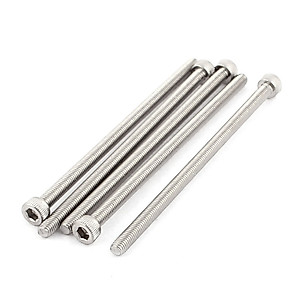 uxcell M5x100mm Thread 304 Stainless Steel Hex Socket Head Cap Screw Bolt DIN912 5pcs