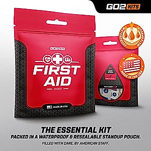 Go2Kits 34 Piece First Aid Kit Featuring Assorted Bandages, Wipes and First Aid Basics in Compact Reusable Kits for Home, Office & Travel (1 Pack)