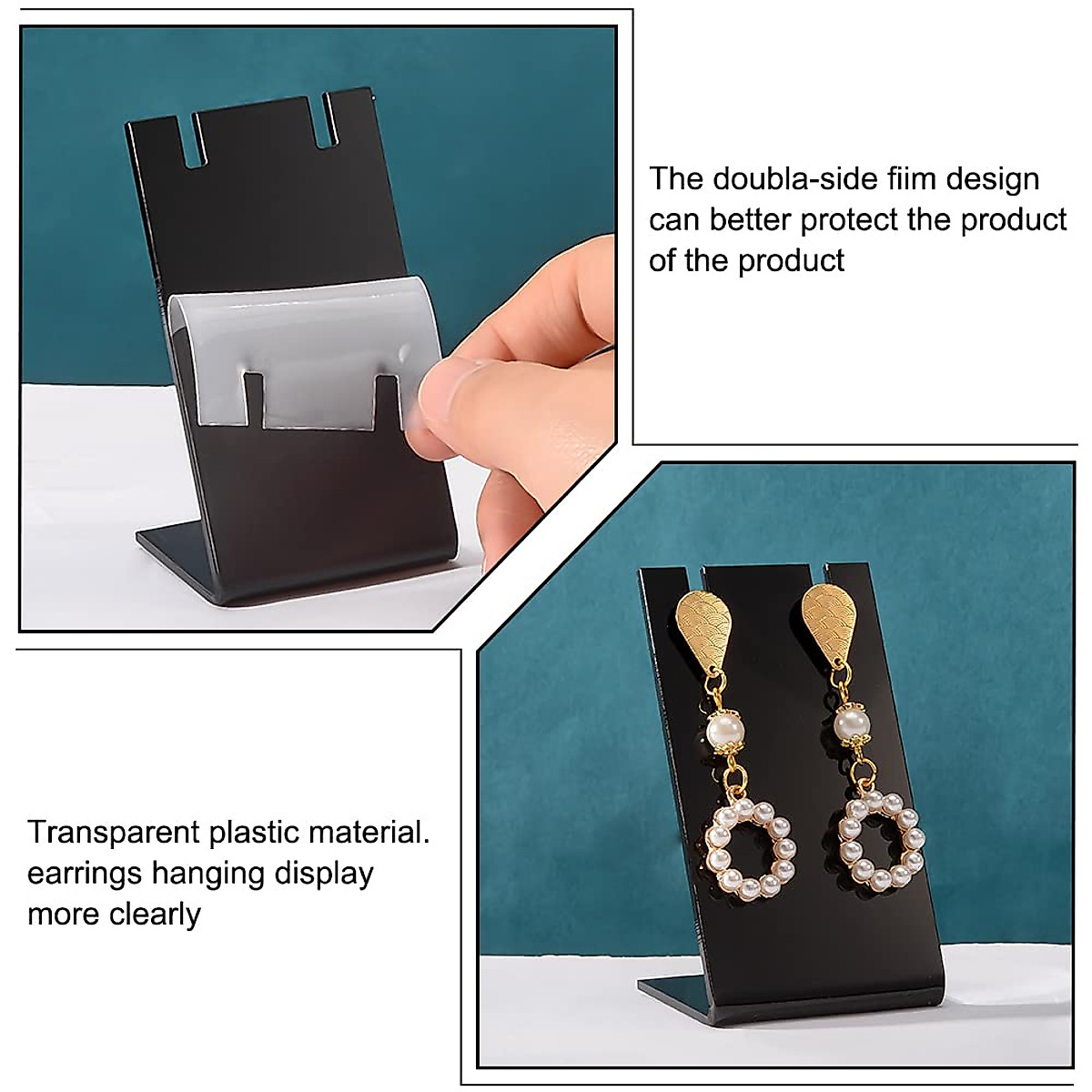 PH PandaHall 10pcs Acrylic Earring Holder Black Earring Display Stands L-shape Ear Organizer Dangling Earring Stands for Earring Necklace Jewelry Shows Retail Photography Props, 1.7x1.4x3 inch