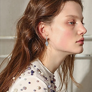 Aniu 925 Sterling Silver Hamsa Earrings with Cubic Zirconia Hand of Fatima Evil Eye Hoop Dangle Drop Earrings Jewelry for Women