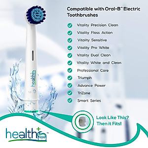 Compatible with Oral-B Electric Toothbrush Sensitive Replacement Head Generic - 8-Pack | Gentle-Action Tooth Brush Heads with Dupont Bristles | Sensitive Gums & Teeth & Gentle Whitening Action | Braun