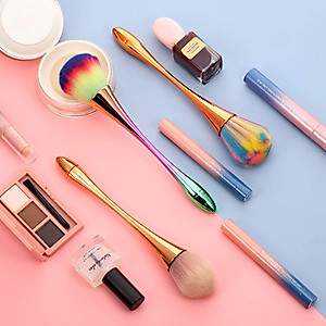 3 Pieces Large Powder Mineral Brushes Nail Design Dust Brush Soft Fluffy Makeup Brushes Makeup Foundation Brushes Kabuki Makeup Brushes Colorful Blush Loose Powder Brushes for Daily Makeup, 3 Colors