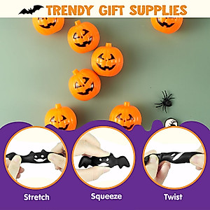 JOYIN 18PCS Halloween Mochi squishy toys with Mini Pumpkin Boxes for Kids Girls Boys, Prefilled Pumpkin Cases with Toys Inside, Halloween Party Favors Supplies Gifts, Trick or Treating Bags Fillers