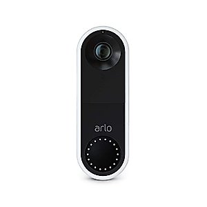 Arlo Essential Wired Video Doorbell - HD Video, 180° View, Night Vision, 2 Way Audio, Direct to Wi-Fi No Hub Needed, Wired, White – AVD1001 RENEWED
