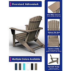 BRIOPAWS Adirondack-Chairs-Set of 2 | Wood Grain | Fire Pit Chair | Oversized | HDPE Plastic | Weather Resistant | for Deck Outdoor Poolside Campfire