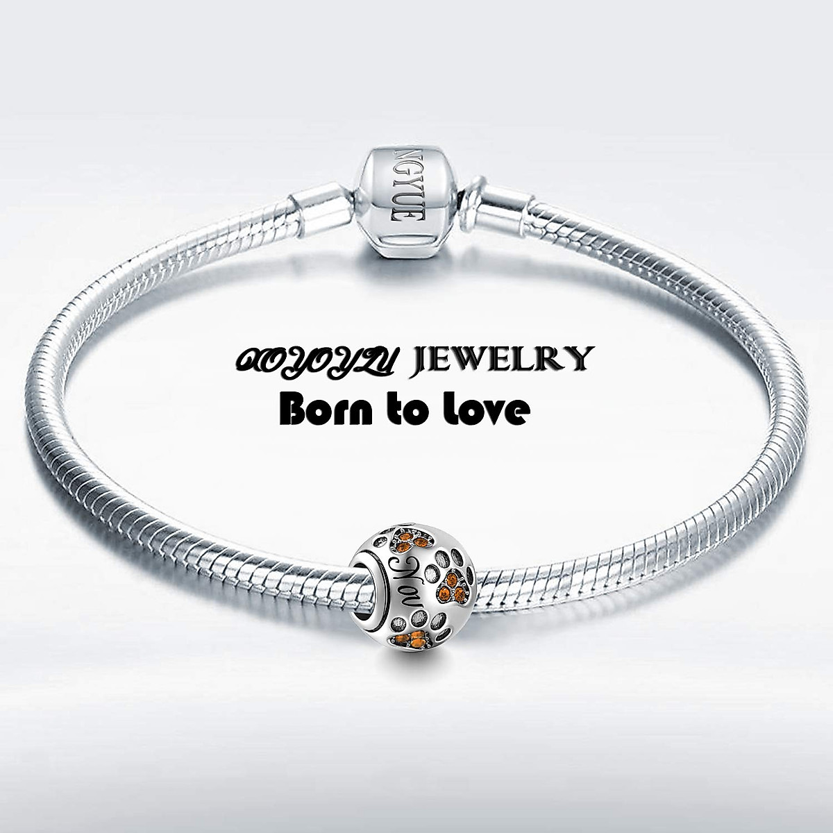 Birthstone Charm for Pandora Charms Bracelet Dog Paw Jan-Dec Birthday Crystal Charms for Bracelet and Necklace (November)