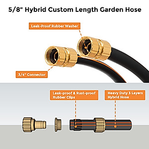 Giraffe Hybrid Leader Hose 5/8" x 6ft Custom Length, No Kink, Flexible, Leakproof Water Hose with Female to Female Fittings, 600 Burst PSI