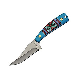 SZCO SUPPLIES 7" Small Southwestern upsweep Skinner Knife with Sheath,Blue