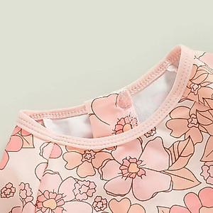 MERSARIPHY Toddler Baby Girl One-Piece Swimsuit Long Sleeve Swimsuit Girls Bathing Suit Rash Guard (6-12 Months, Pink C)