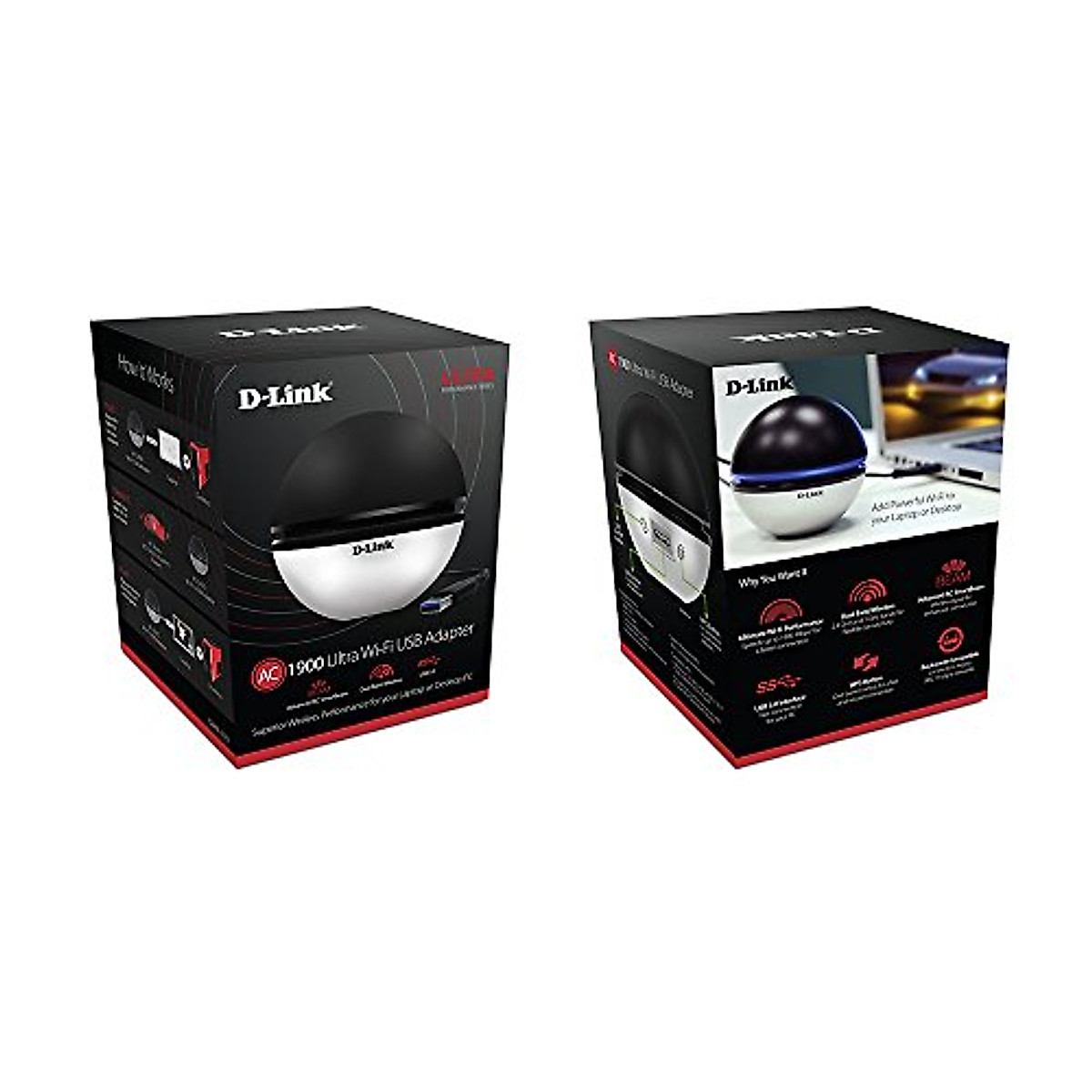 D-Link USB WiFi Adapter AC1900 USB 3.0 Dual Band Long Range Wireless Network for Desktop PC Laptop Gaming (DWA-192)