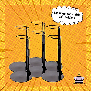 Kaiser Black Doll Stand - Action Figure Stands with Expandable Waist Wire for 8"-12" Dolls (6 pcs)