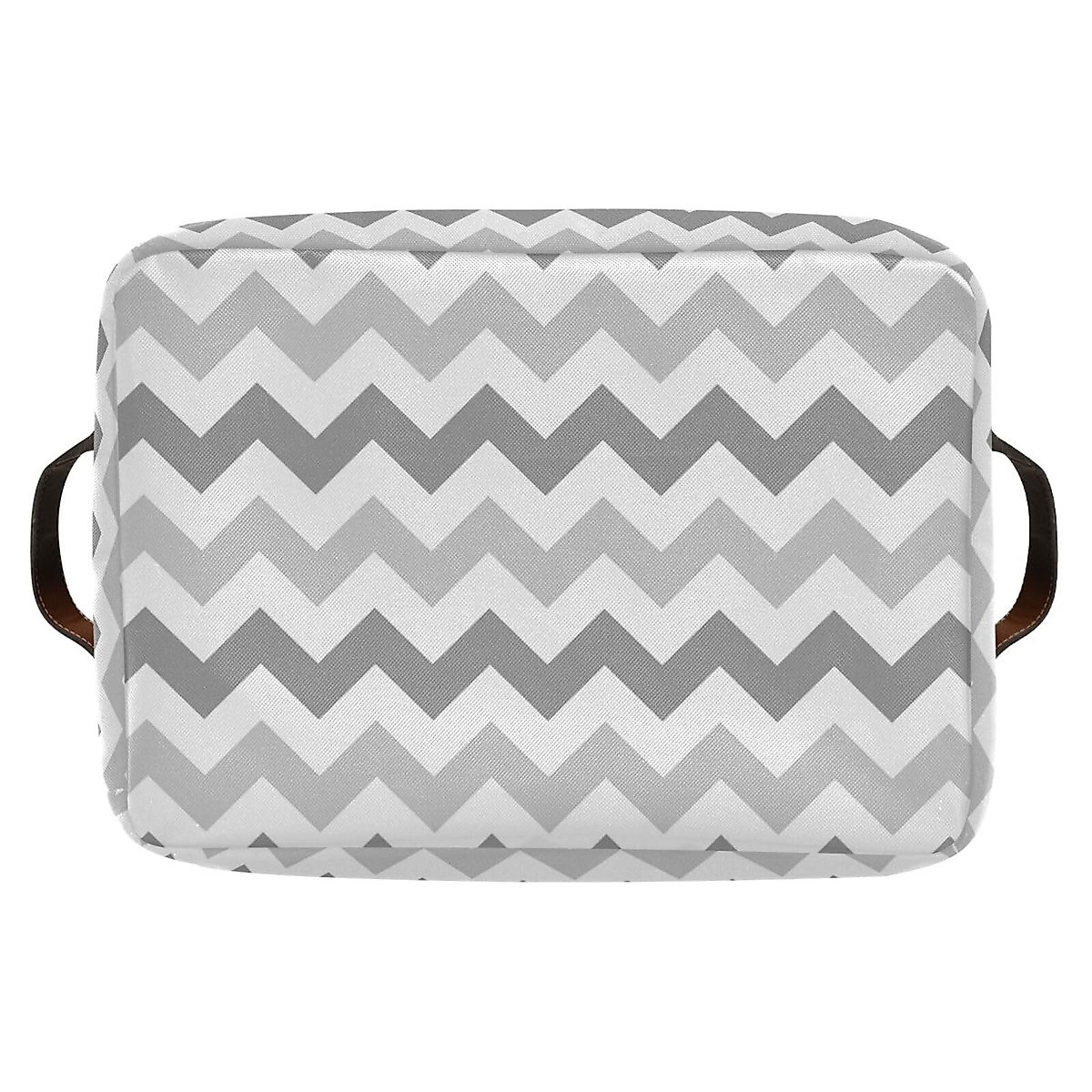 YETTASBIN Chevron Geometric Storage Basket 2pc, Large Collapsible Toys Clothes Organizer, Long-Lasting Canvas Storage Bin with Handle for Shelves Closet Laundry Home Office Decor