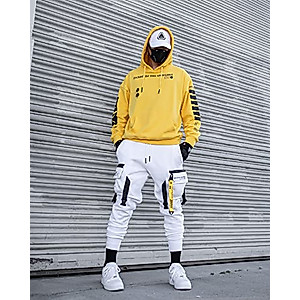 Fabric of the Universe Techwear Graphic Cyberpunk Streetwear Fashion Hoodie (Yellow Y-2050, Medium, m)